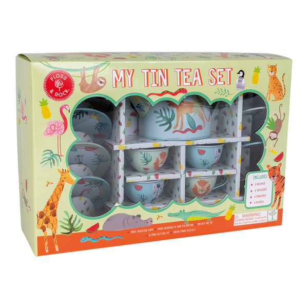 14pc Tin Tea Set - Jungle | Eco-friendly gifts & toys for children aged ...